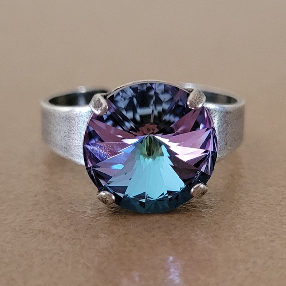 Hand Crafted | Jewelry | Austrian Crystal Solitaire Ring In Antique ...